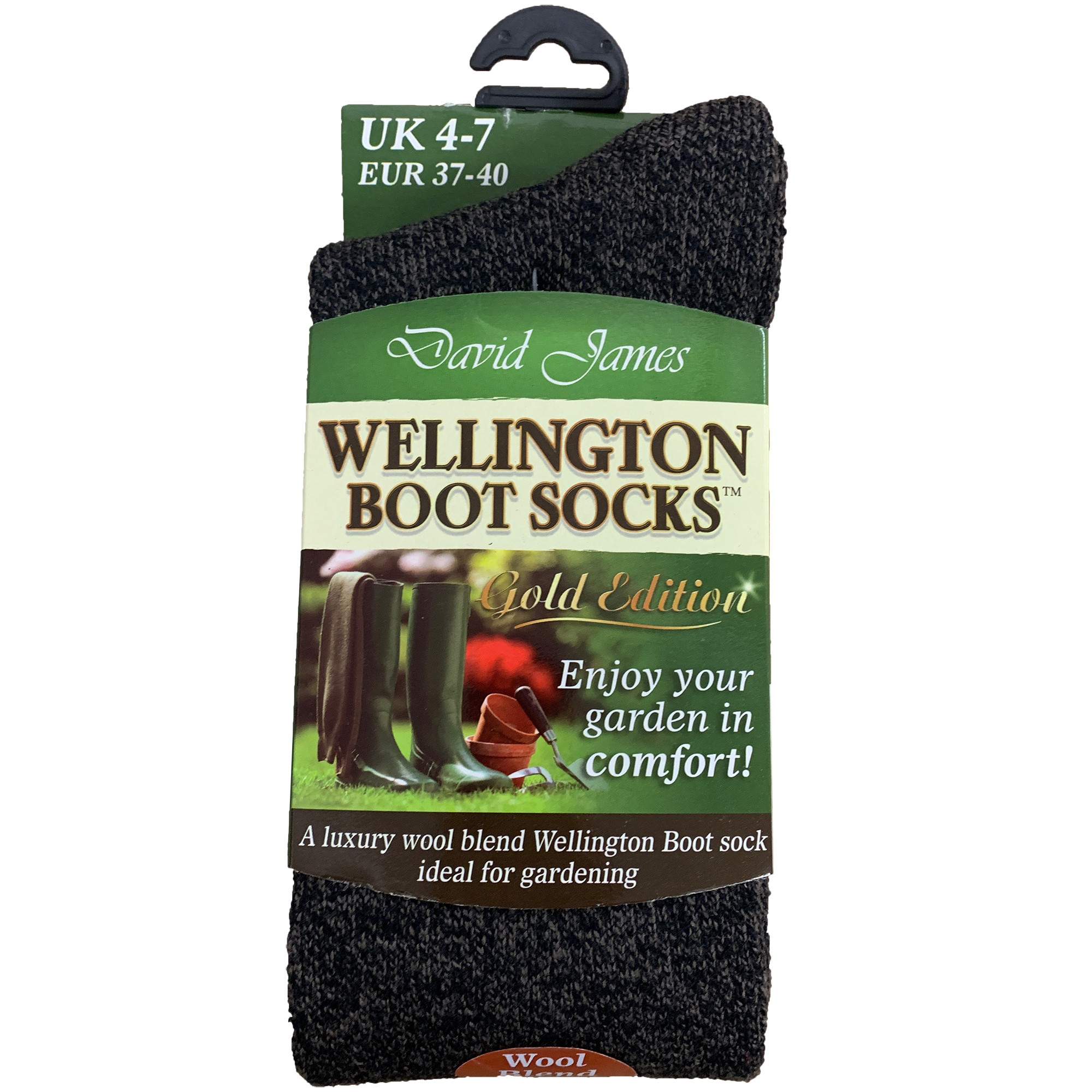 David James Wellington Boot Socks Ladies Long Welly Sock in Brown ...